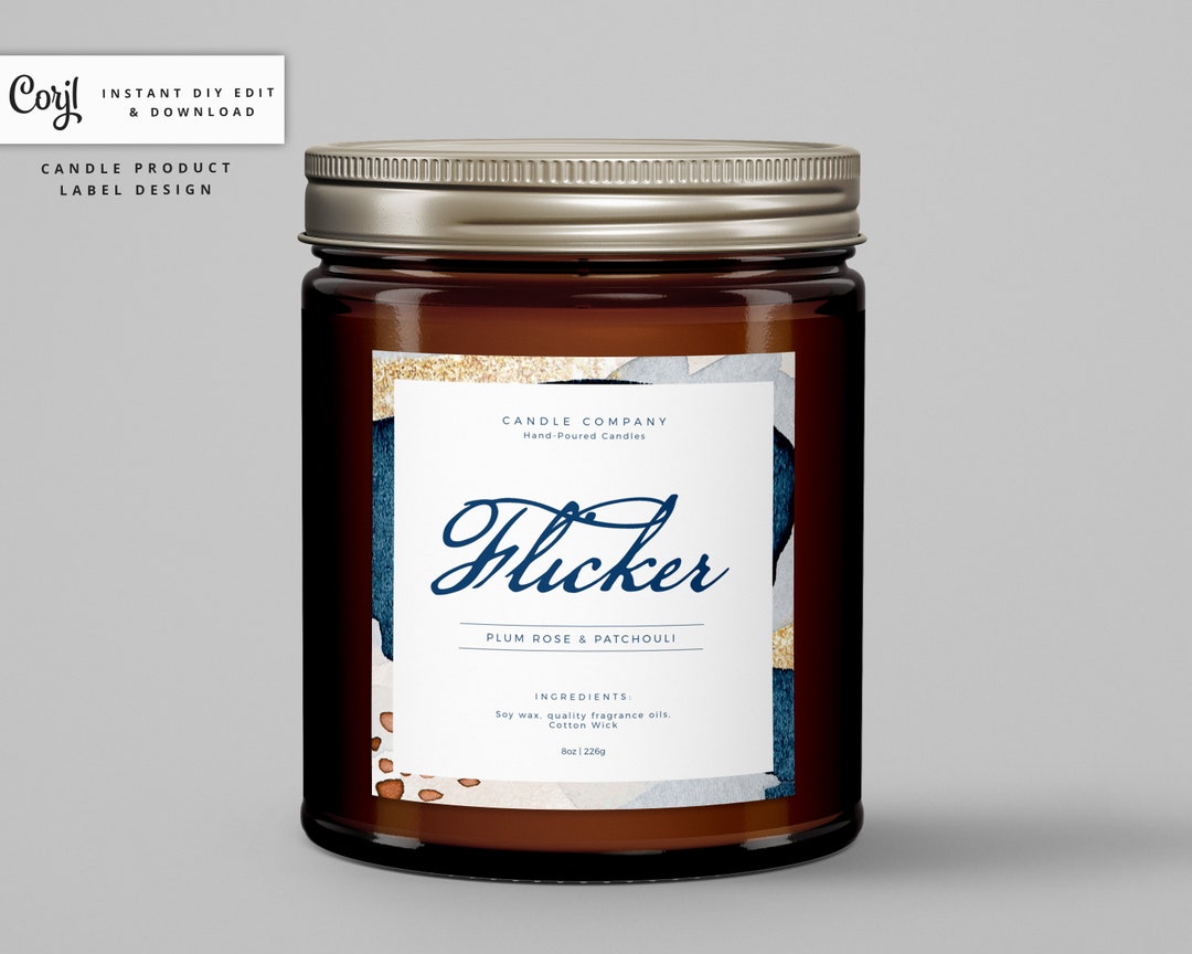 Candle Jar Label Template, DIY Square Product Label, Editable ...
