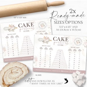 Editable Cake Portions Guide Template, 2 Sizes Printable Tiered Cake ...