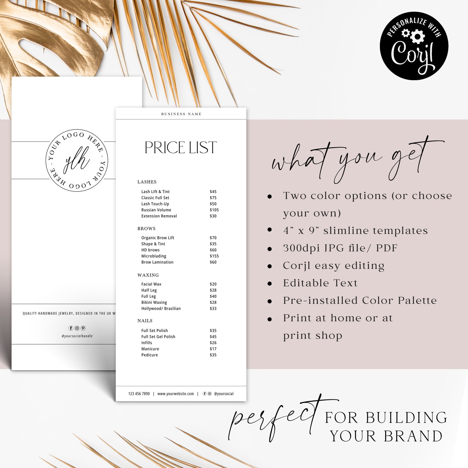 Slimline Price List Template Minimalist 4x9 DIY - Etsy