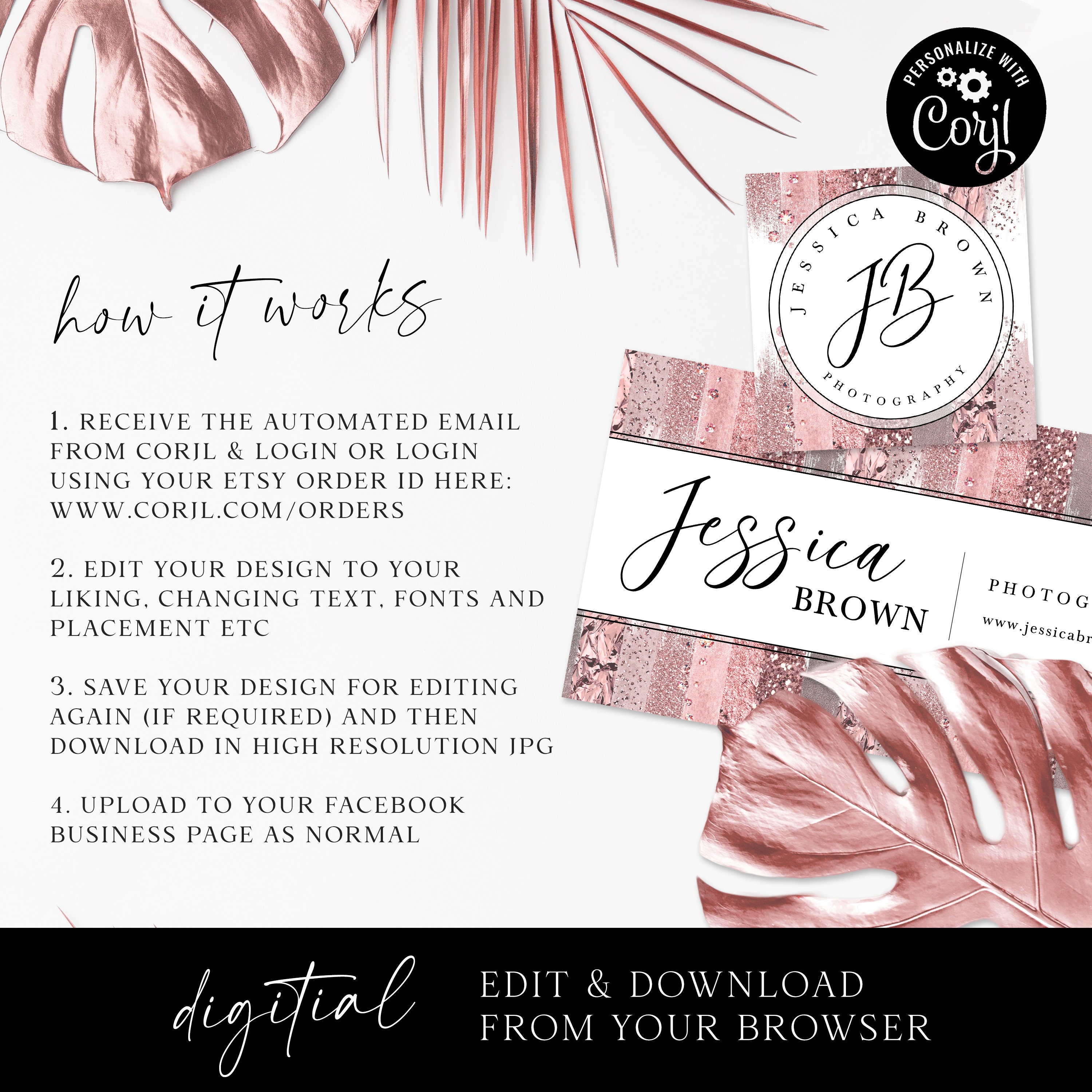 Editable Glitter Facebook Cover Template DIY Edit Beauty - Etsy UK