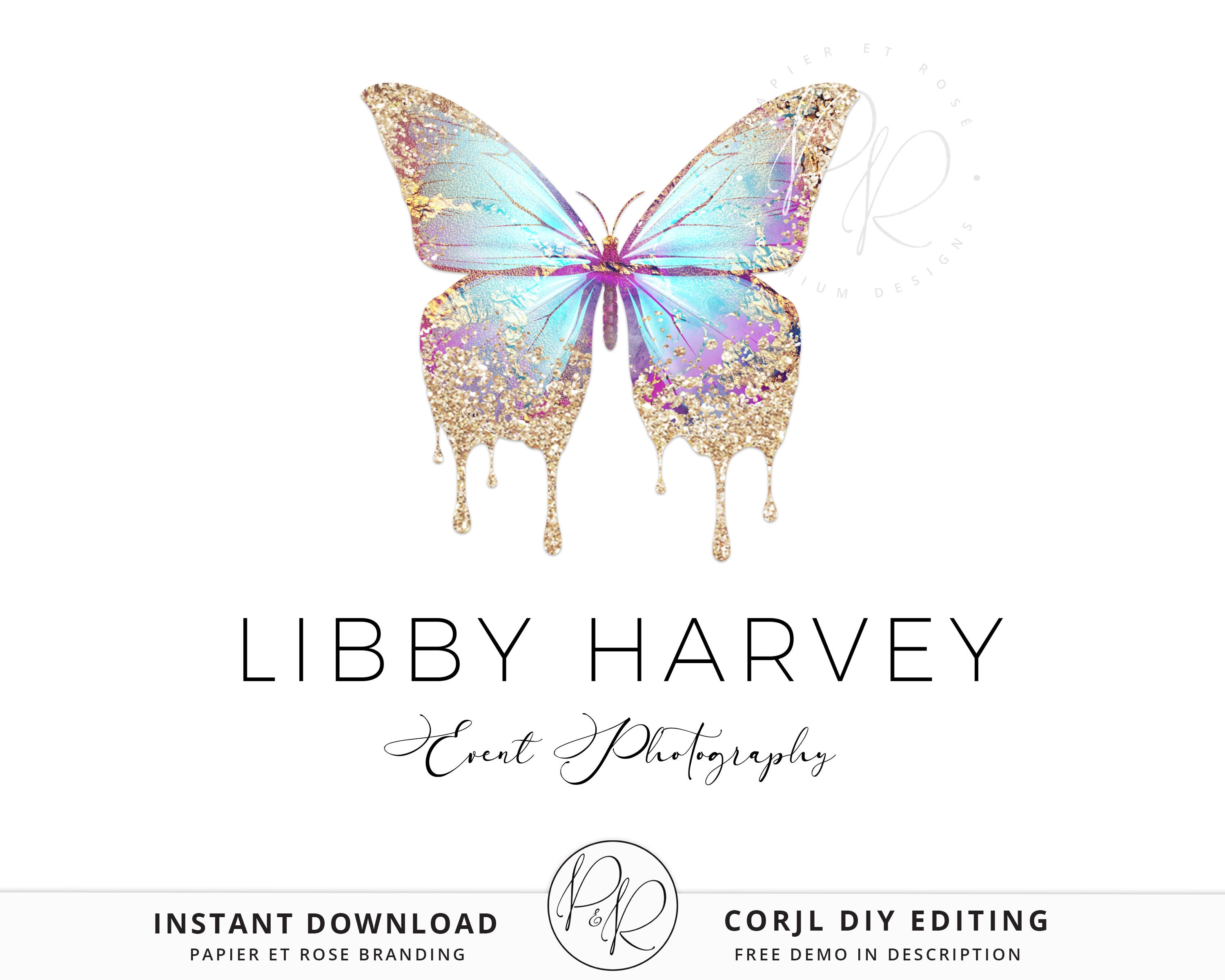 Premade logo design,Branding kit Edit with CORJL Feminine logo Logo ...