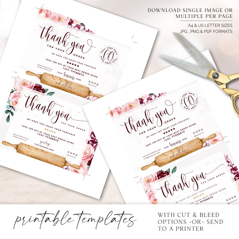 Thank You Card Editable Template Bakery Thank You Card - Etsy