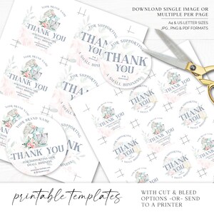 Thank You Label Template 3 Sizes Bakery Editable Cake Thank You ...