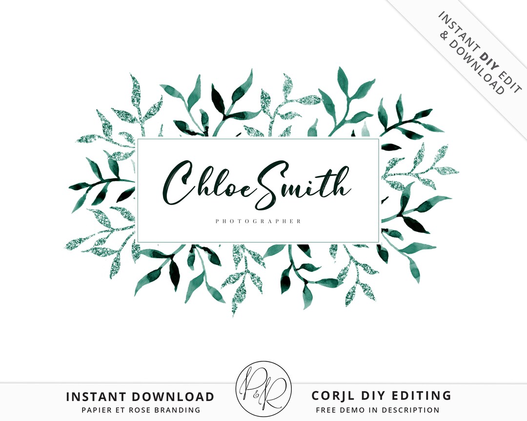 Editable Foliage Logo Simple Elegant Template | Instant Photography ...
