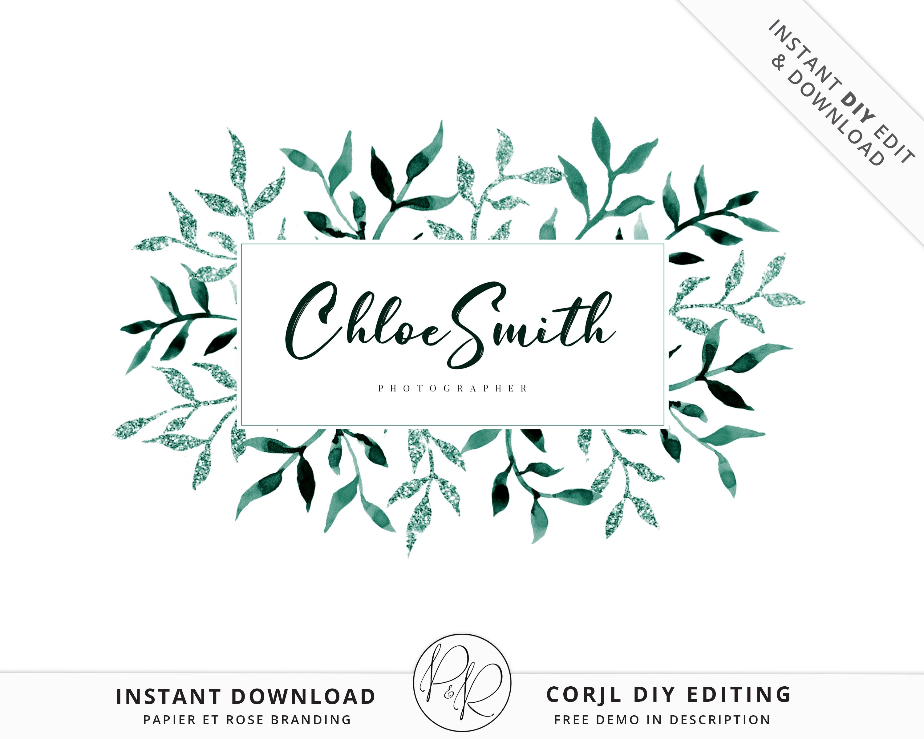 EDITABLE Foliage Logo Simple Elegant Template Instant | Etsy