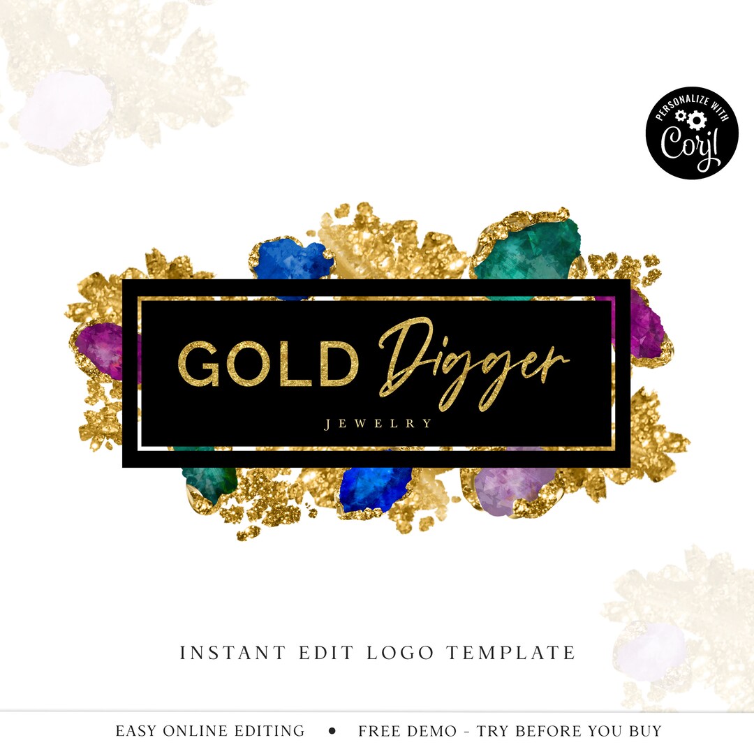 Editable Premade Jewelled Jewelry Logo Design - 7 Preinstalled Colors ...