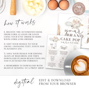 Cake Pop Care Card Editable Template, 3 Sizes Printable Square Cakepop ...