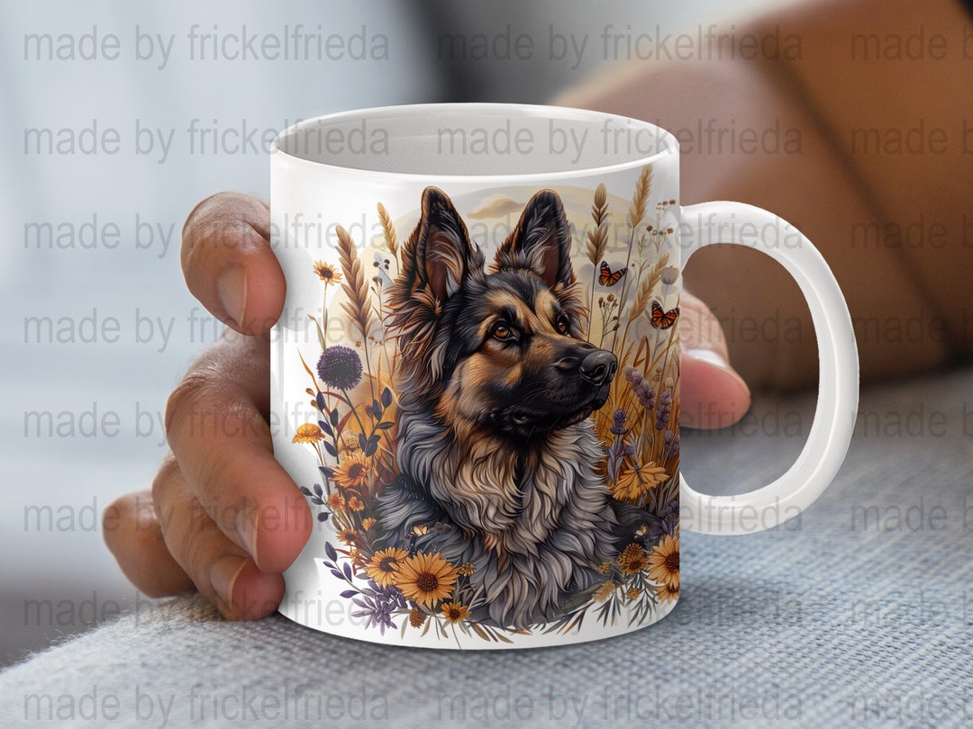 German Shepherd DIY Dog Mugwrap , Dog Portrait File Mugs Png ...