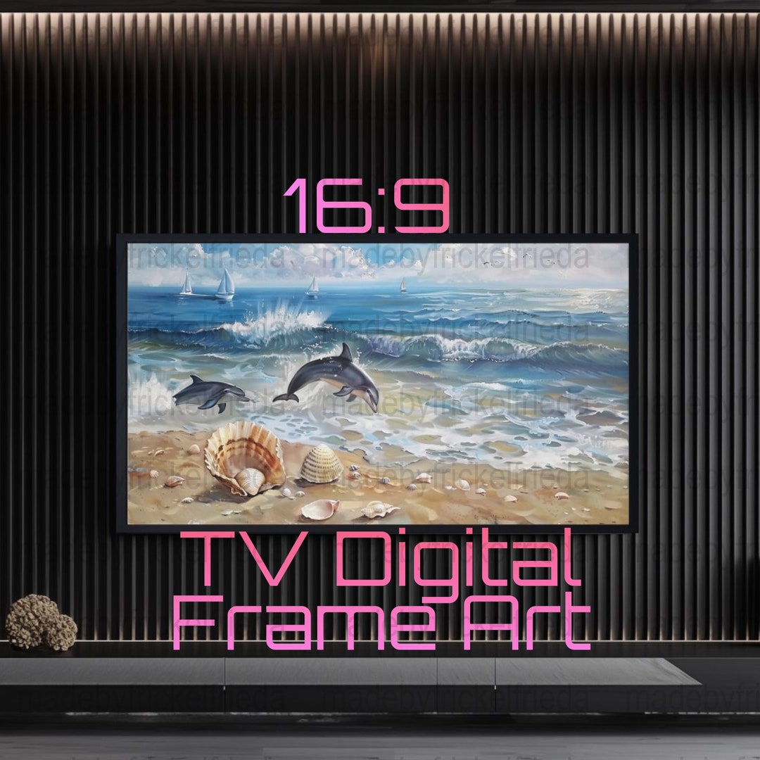 Ocean Life Dolphin Shell Beach Frame Smart TV Art Digital Television ...