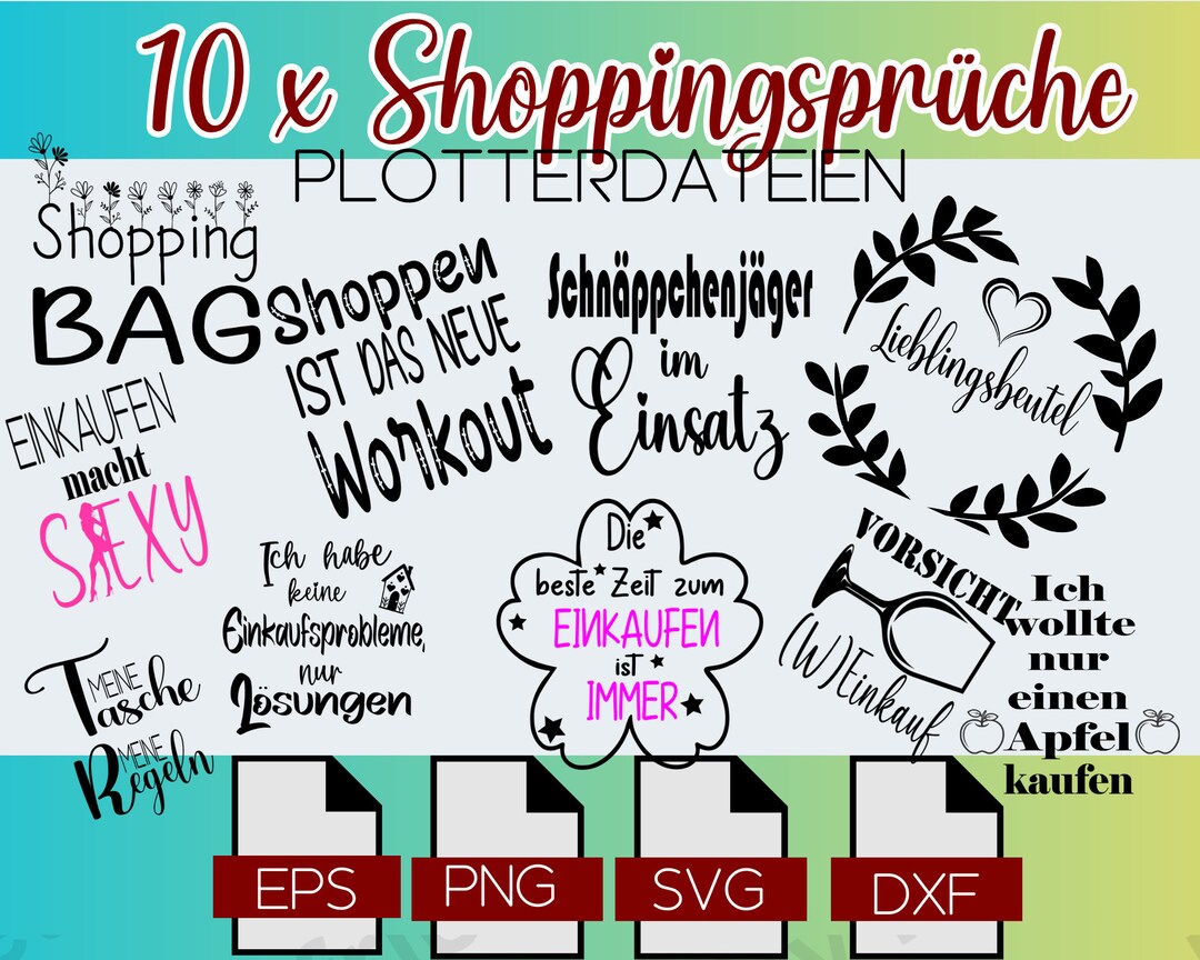 Funny Shopping Sayings Quotes Texts Plotter Files for Shopping Bags ...