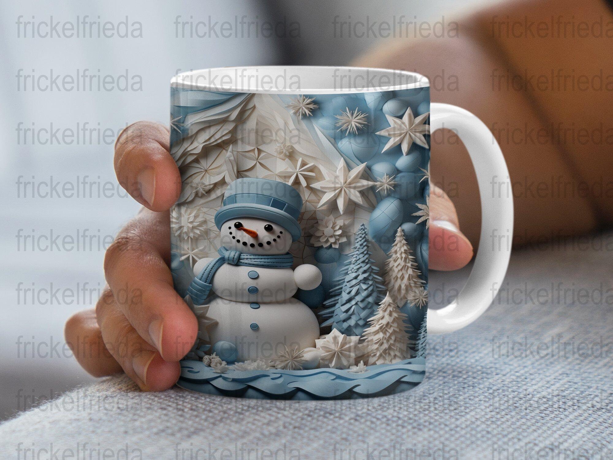 3D Snowman File Paper Cut Inflated Look for Winter Christmas Mug 11oz ...