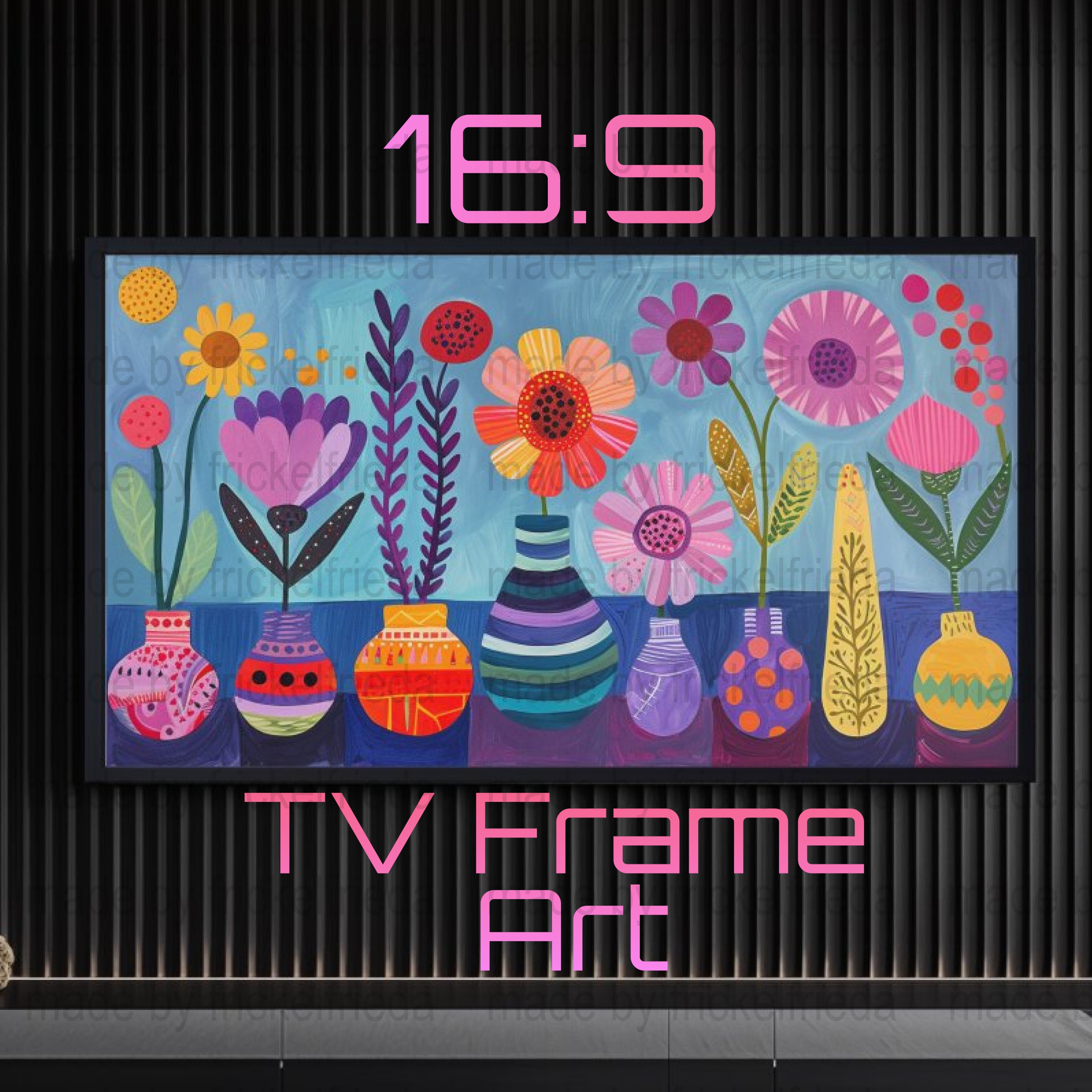 Colorful Flower Art Vases Frame Tv Art Digital Painting Television ...