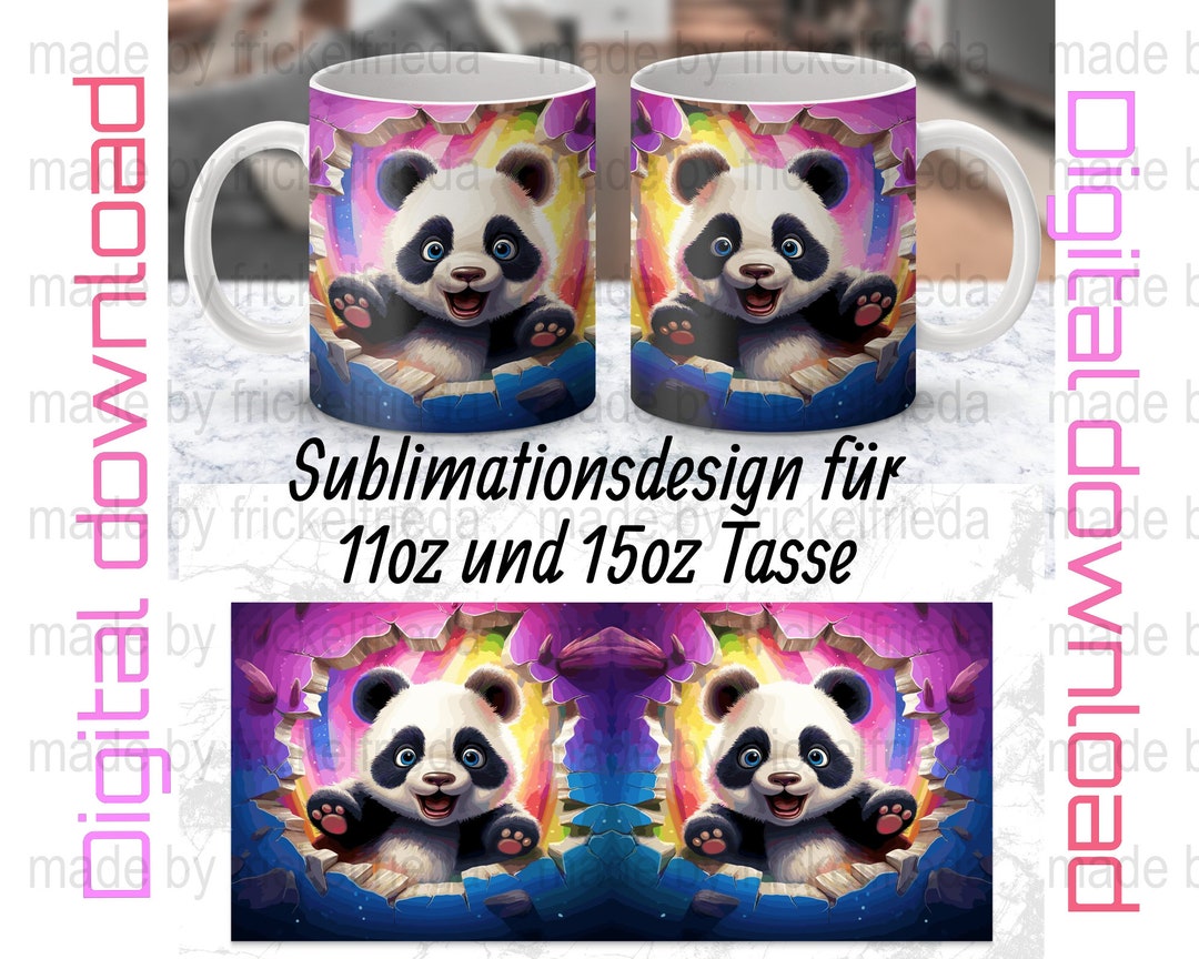Baby Panda Crack in a Hole Vibrant Bear Cute Colorful Animal Mug ...