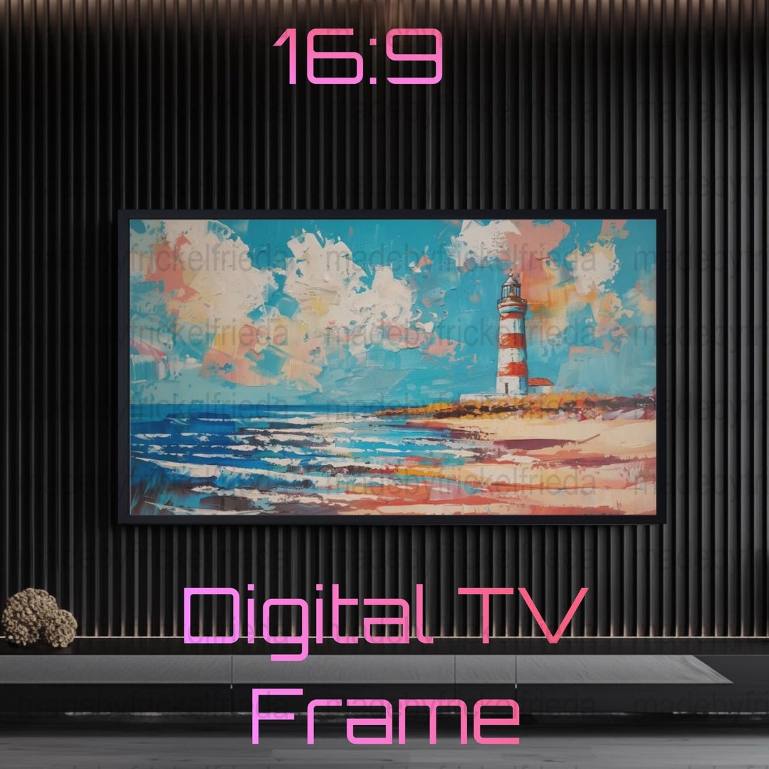 TV Frame Lighthouse Oil Painting Style Digital Television Picture ...