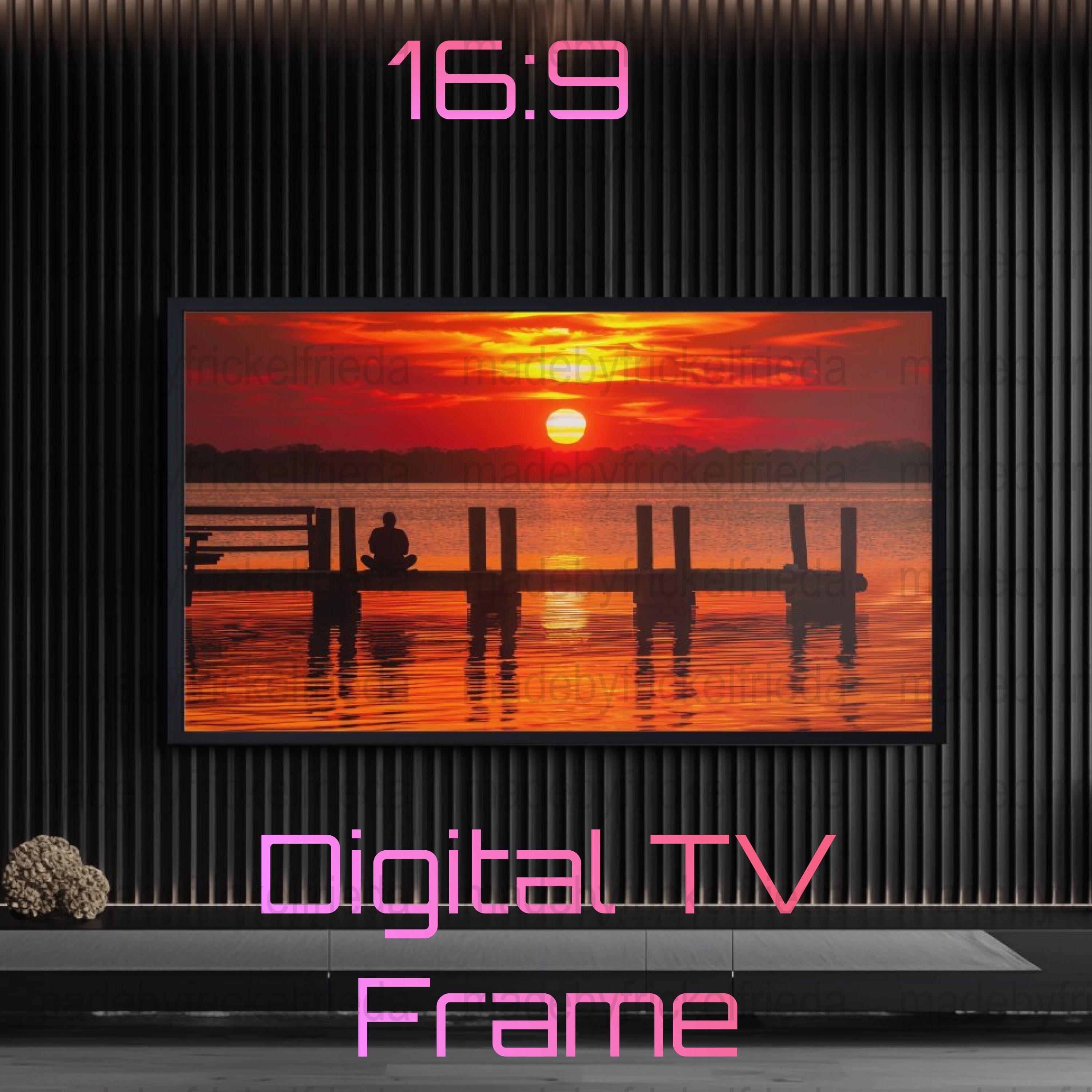 TV Frame Sunset Calming Digital Television Picture Digital Photo Frame ...