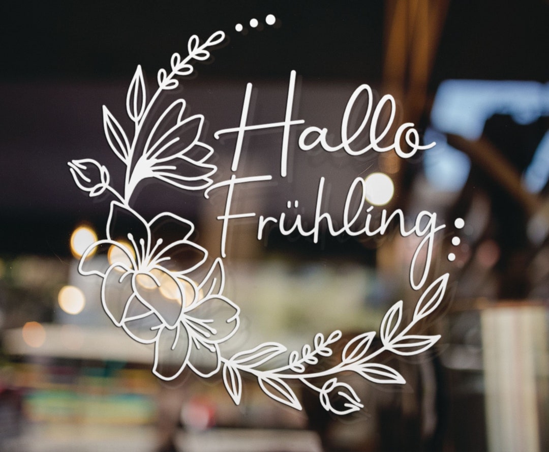Sticker Window Sticker Hello Spring Country House Wreath With Flowers ...