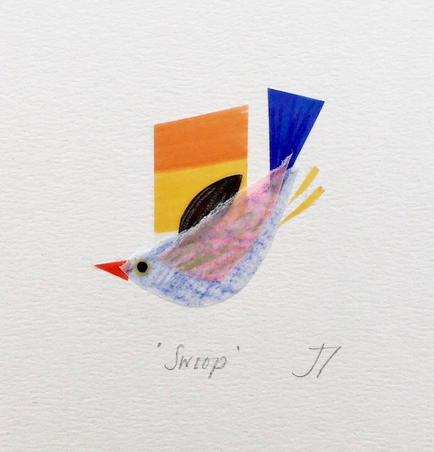 Collage de papier petit oiseau fait à la main 'Swoop' Petite œuvre d ...