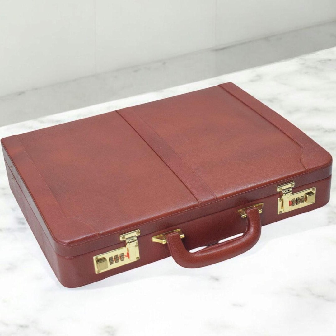 Engraved Leather Briefcase: Hardwood Attache With Combination Lock - Etsy
