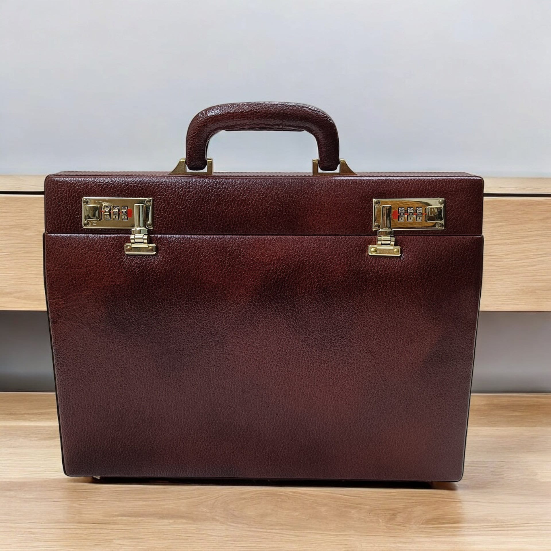 Brown Leather Attache Briefcase, Custom Engraving, 3-digit Lock - Etsy