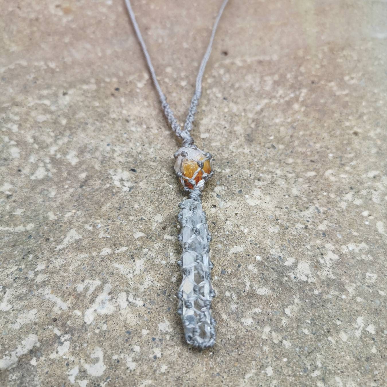 Handmade Macrame Crystal Necklace Natural Clear Quartz and - Etsy