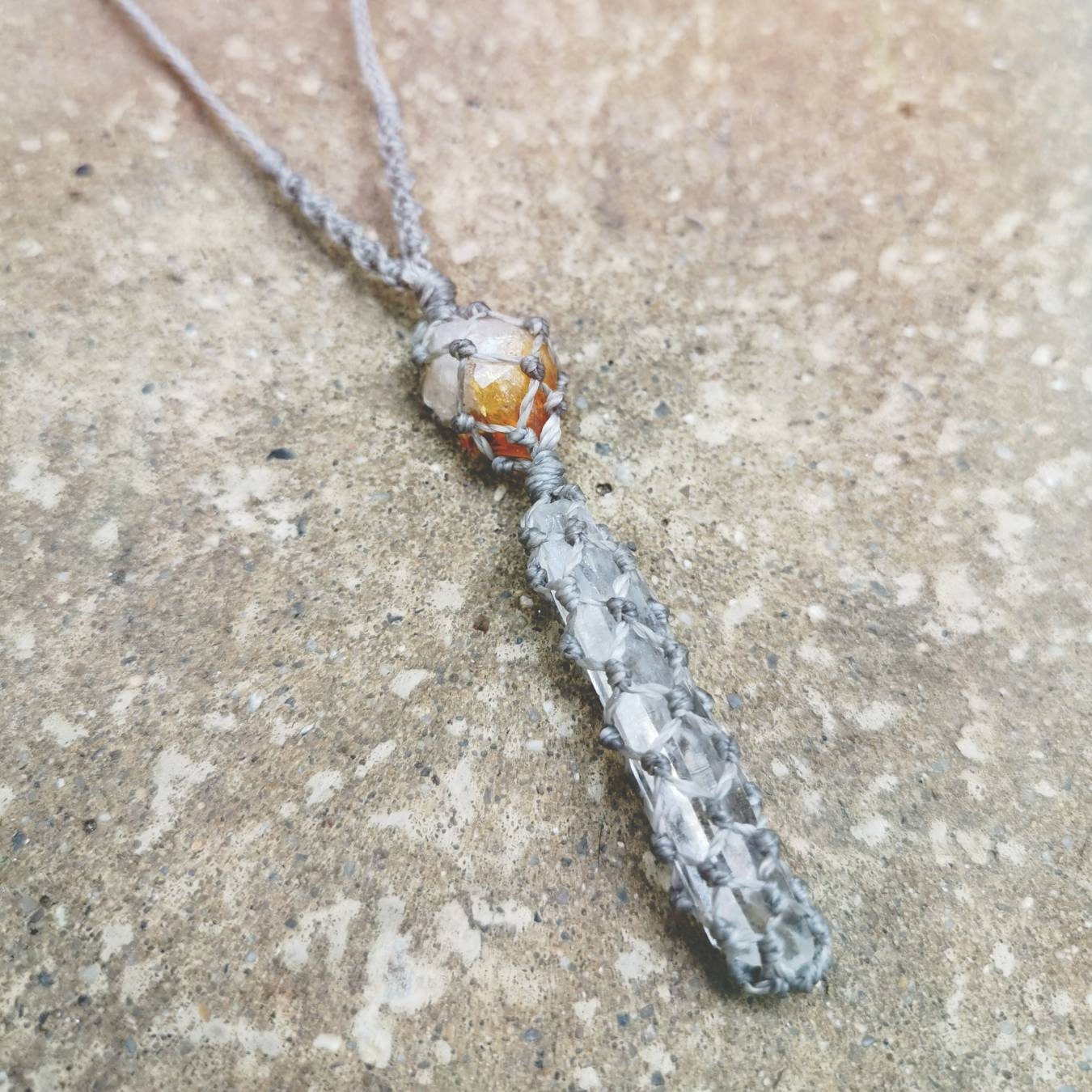 Handmade Macrame Crystal Necklace Natural Clear Quartz and - Etsy