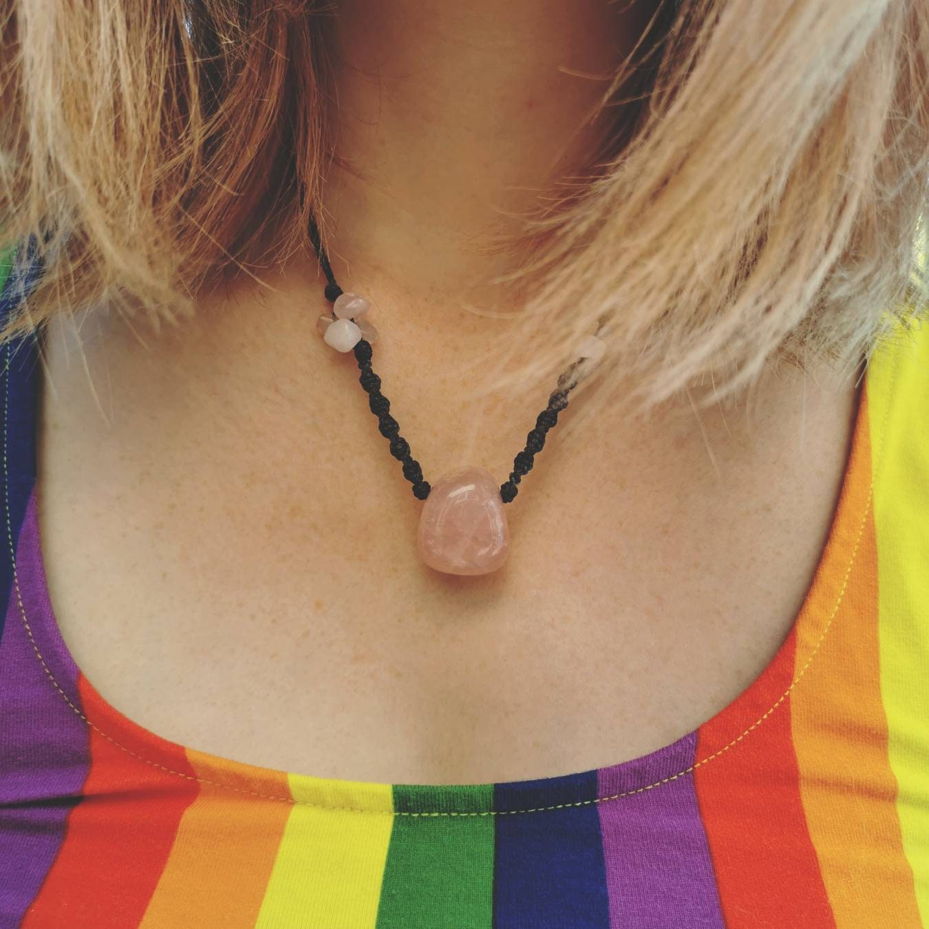 Handmade Macrame Crystal Necklace With Drilled Rose Quartz - Etsy