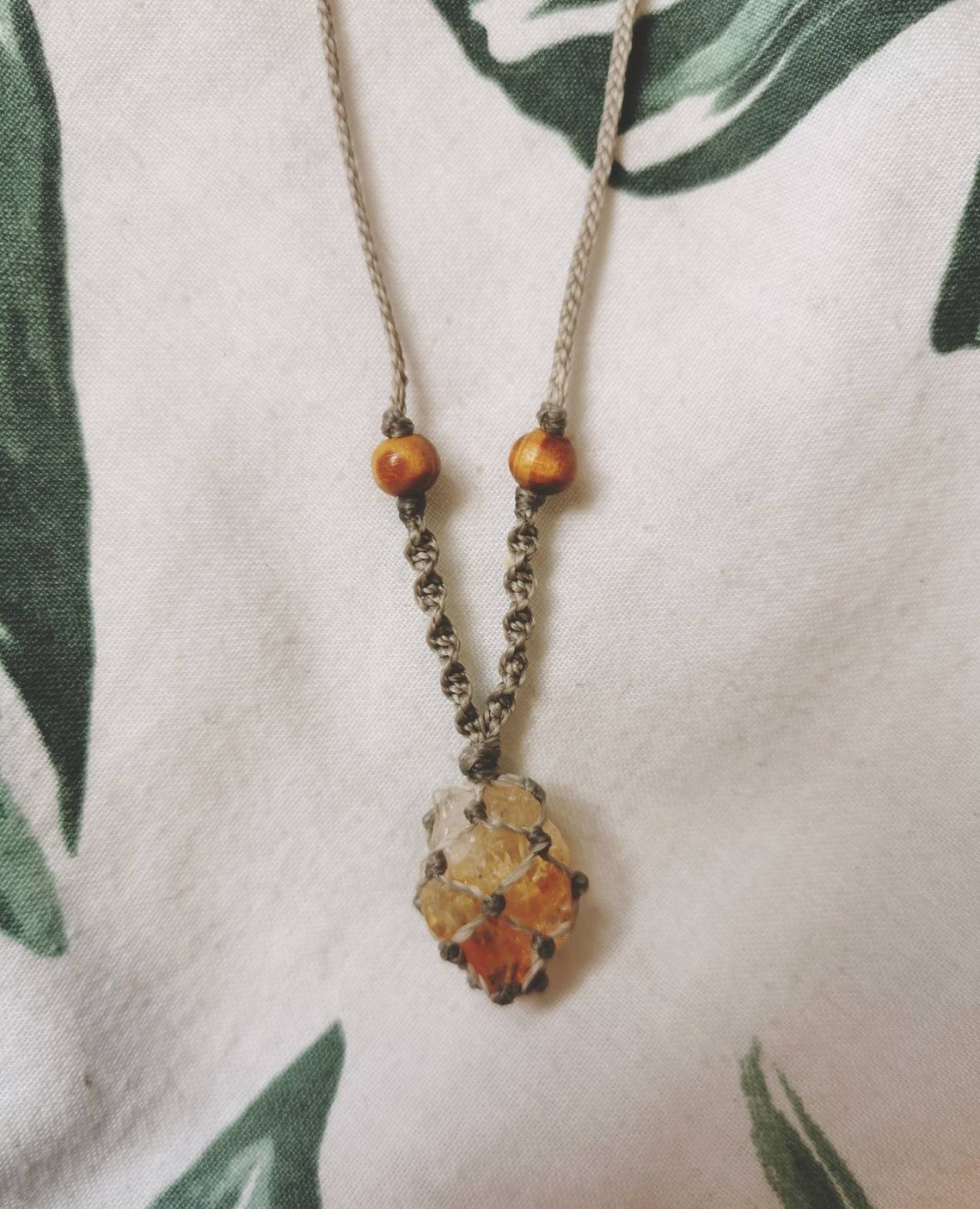 Handmade Macrame Crystal Necklace Natural Raw Citrine Point. - Etsy UK