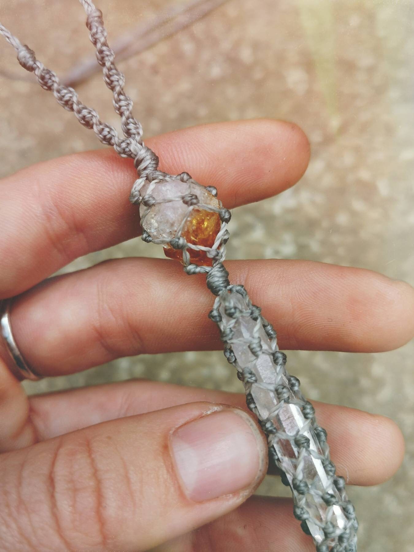 Handmade Macrame Crystal Necklace Natural Clear Quartz and - Etsy