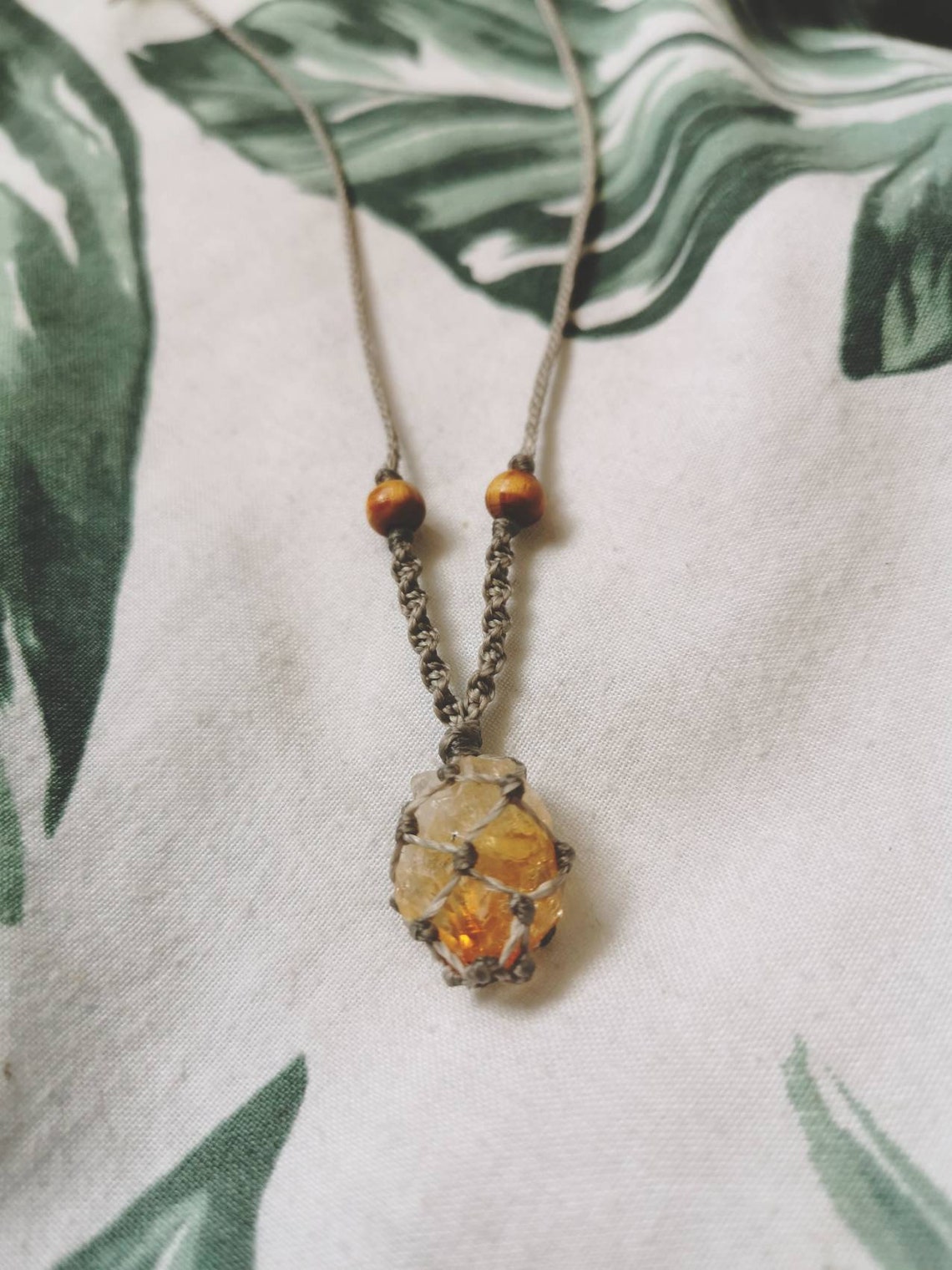 Handmade Macrame Crystal Necklace Natural Raw Citrine Point. - Etsy UK