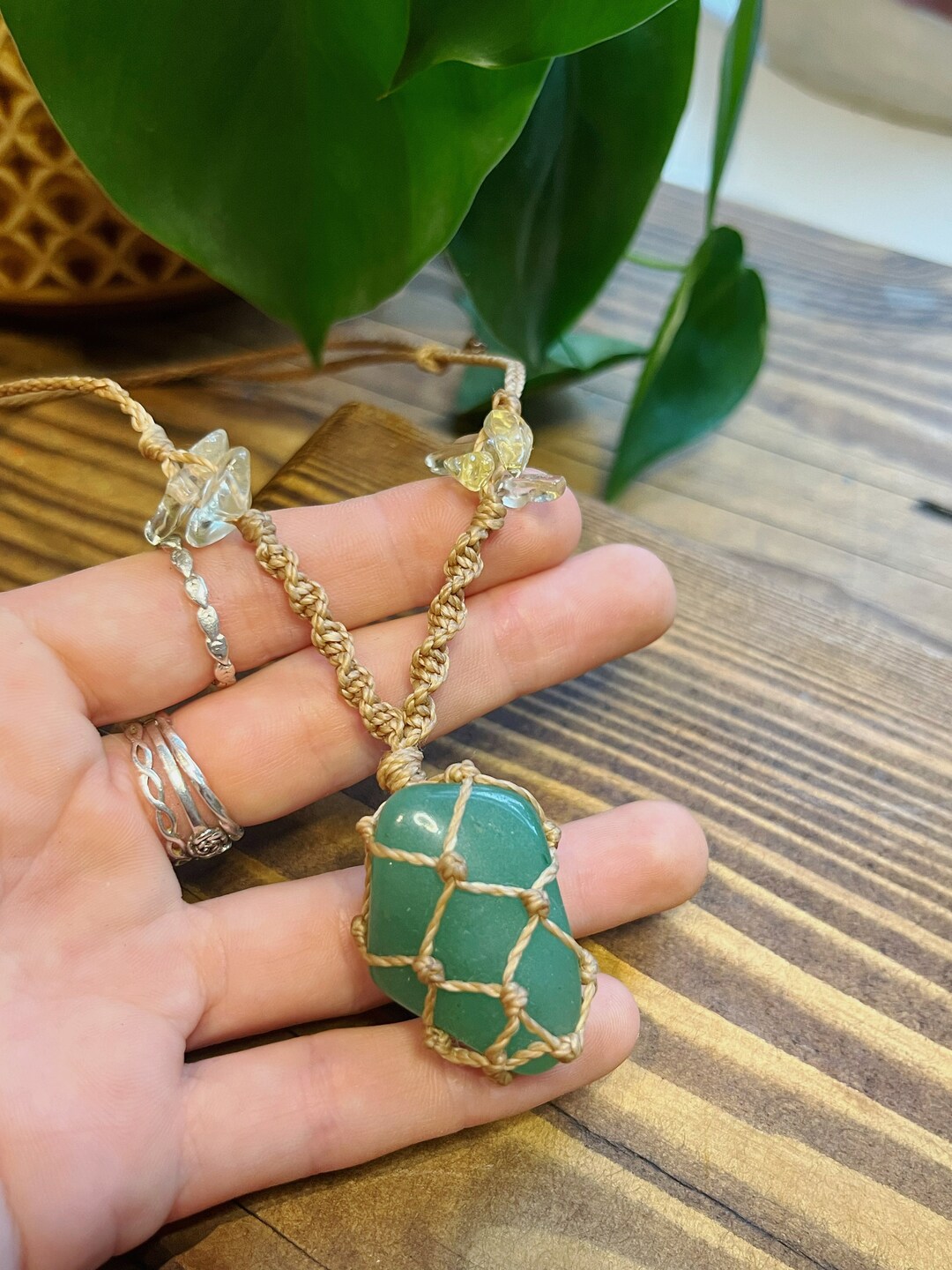 Adjustable Crystal Macrame Necklace, Aventurine Citrine Necklace ...