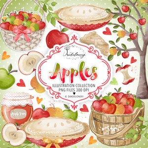 Watercolor Apples Clipart, Fruit Download, Instant Download, Commercial ...