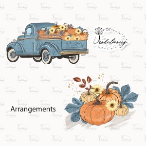 Pumpkin Truck Blue Design, Thanksgiving Stickers, Autumn, Fall, Clip ...