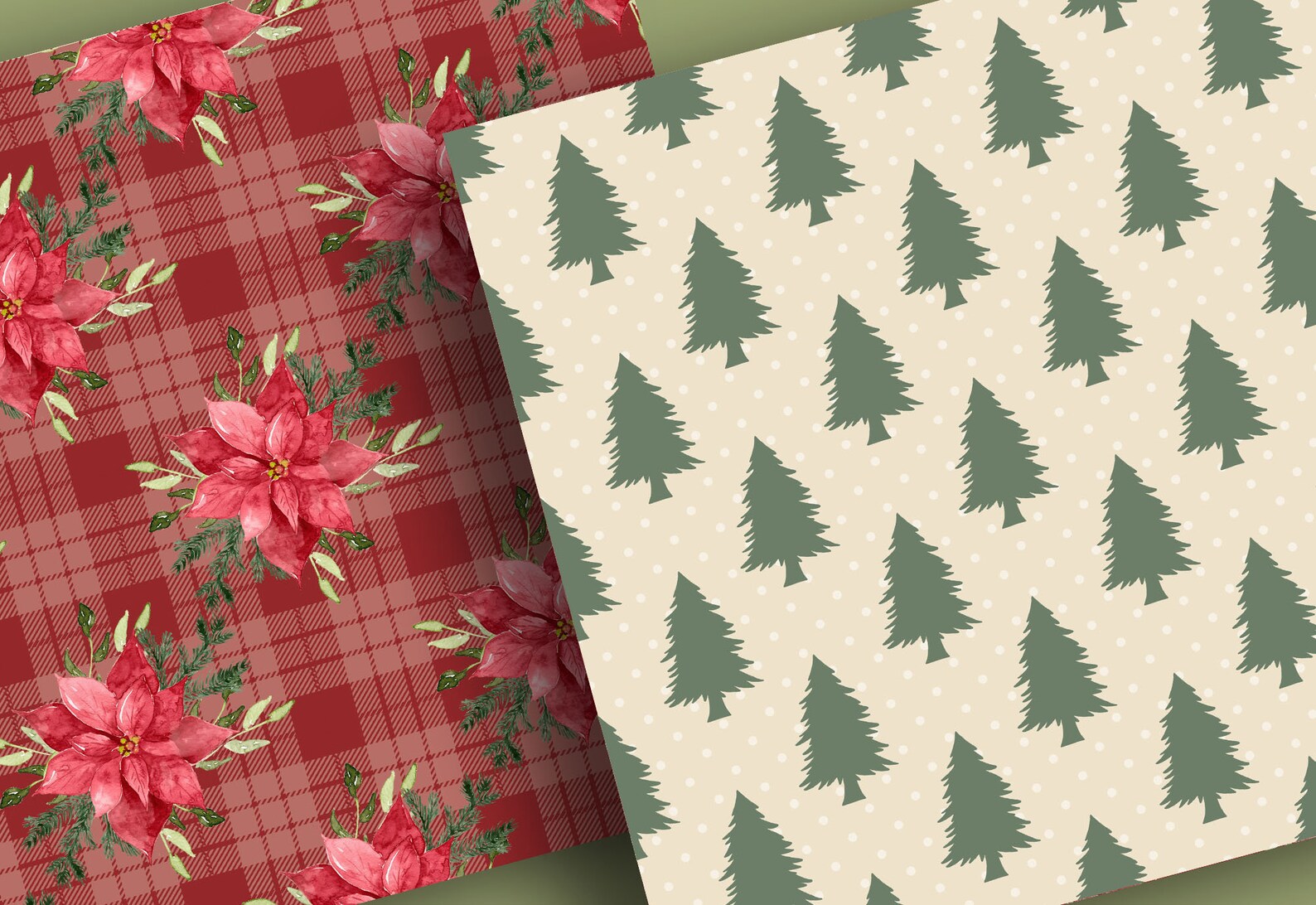 Traditional Christmas 2 Digital Paper Pack Deer Christmas - Etsy