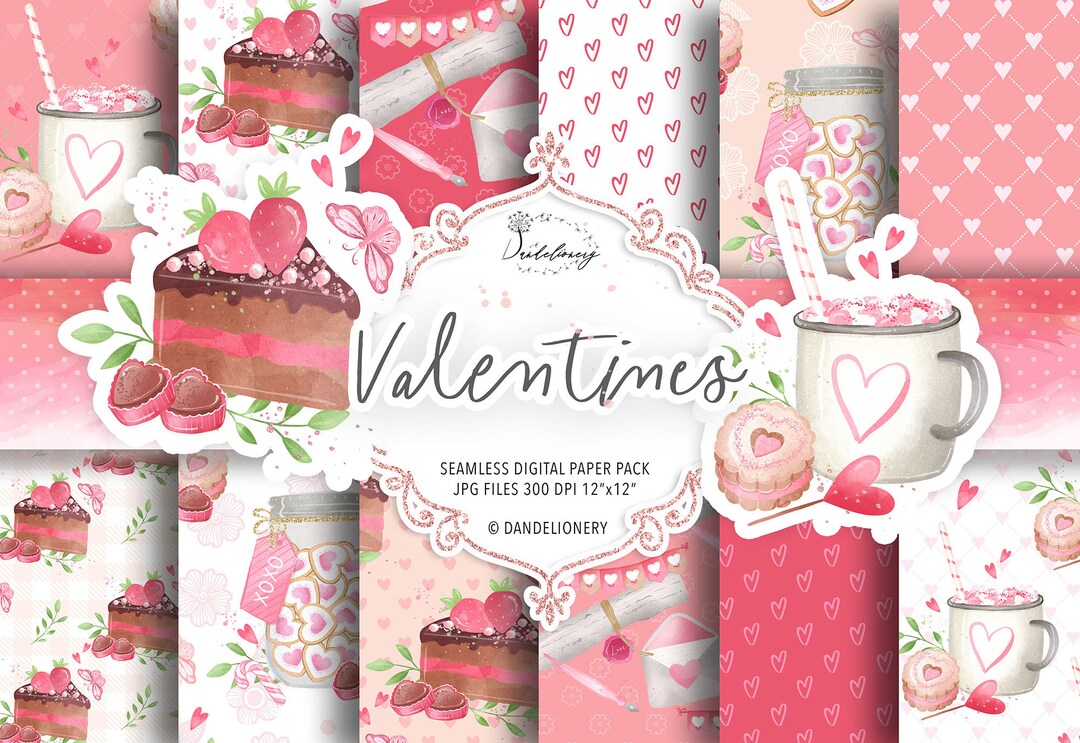 Be My Valentine Digital Paper, Valentine Pattern, Instant Download, Hot ...