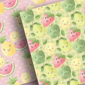 Watercolor Cute Fruit Digital Paper Pack, Fruit Pattern, Pear ...