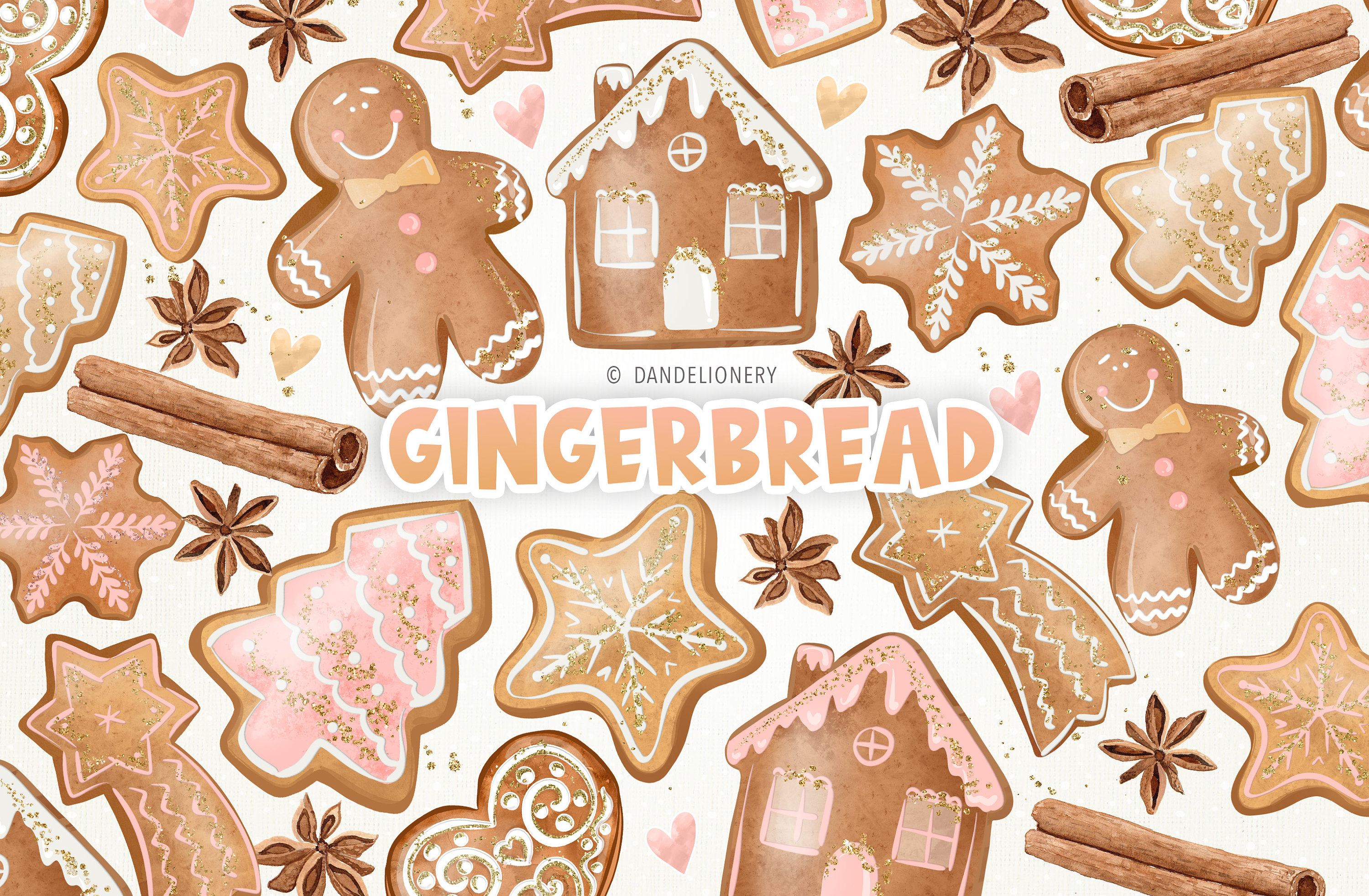Watercolor Gingerbread Design Gingerbread House Cinnamon - Etsy