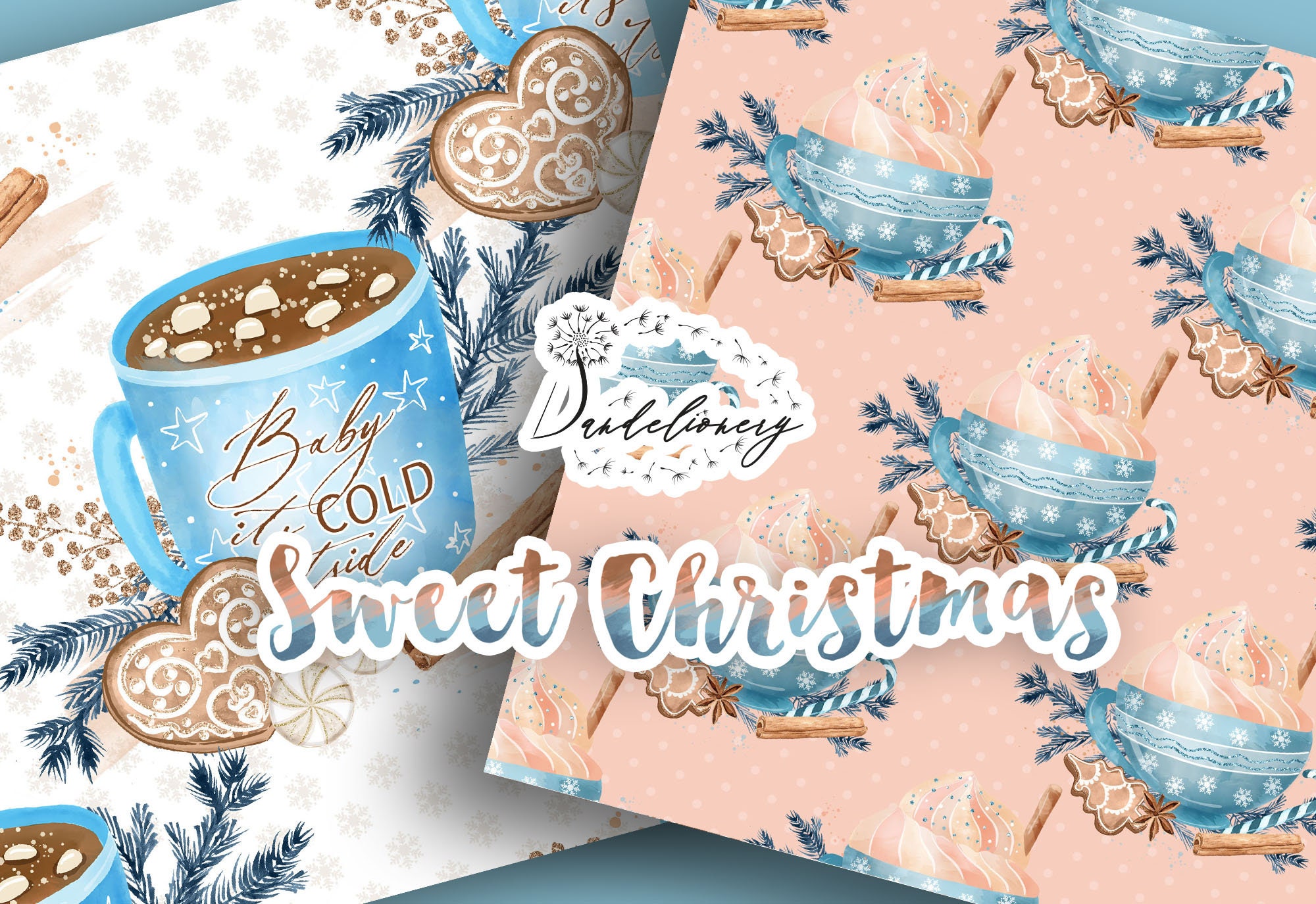 Sweet Christmas Digital Paper Pack Christmas Clipart Cute - Etsy