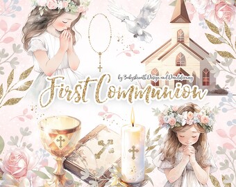 Watercolor First Communion Clipart, Watercolor Clipart First Communion ...