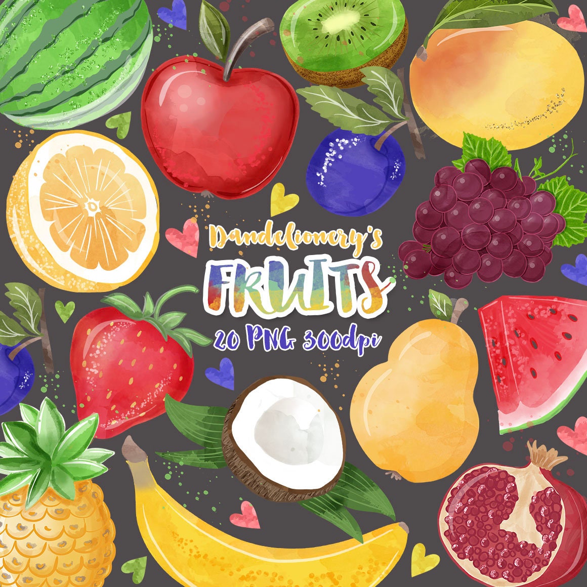 Watercolor Fruits Clipart Fruit Download Instant Download | Etsy