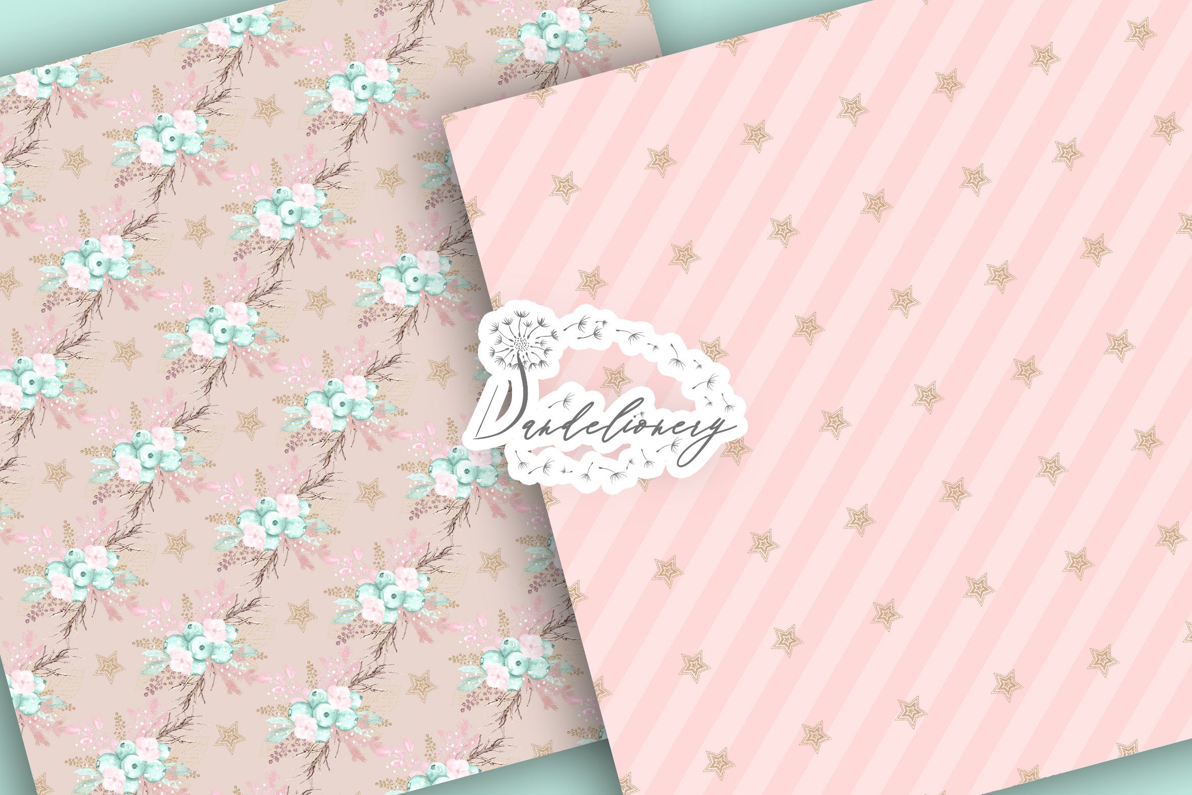 Watercolor Hello Winter Pink Digital Paper Pack Christmas - Etsy