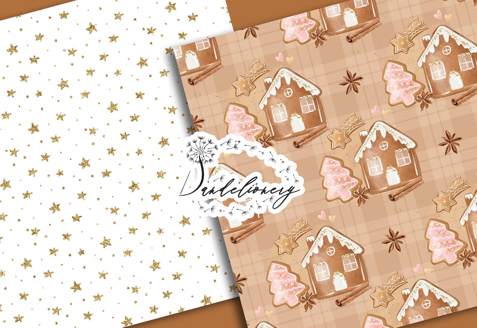 Watercolor Gingerbread Digital Paper Pack Gingerbread House - Etsy