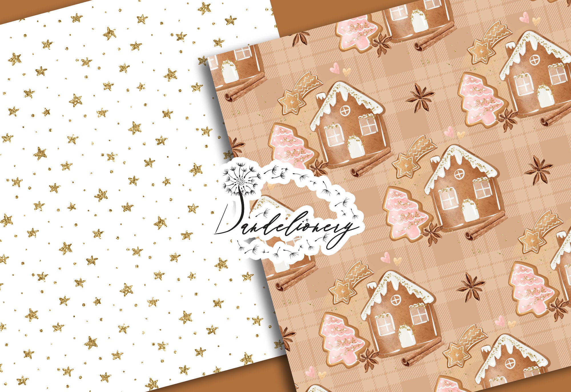 Watercolor Gingerbread Digital Paper Pack Gingerbread House - Etsy