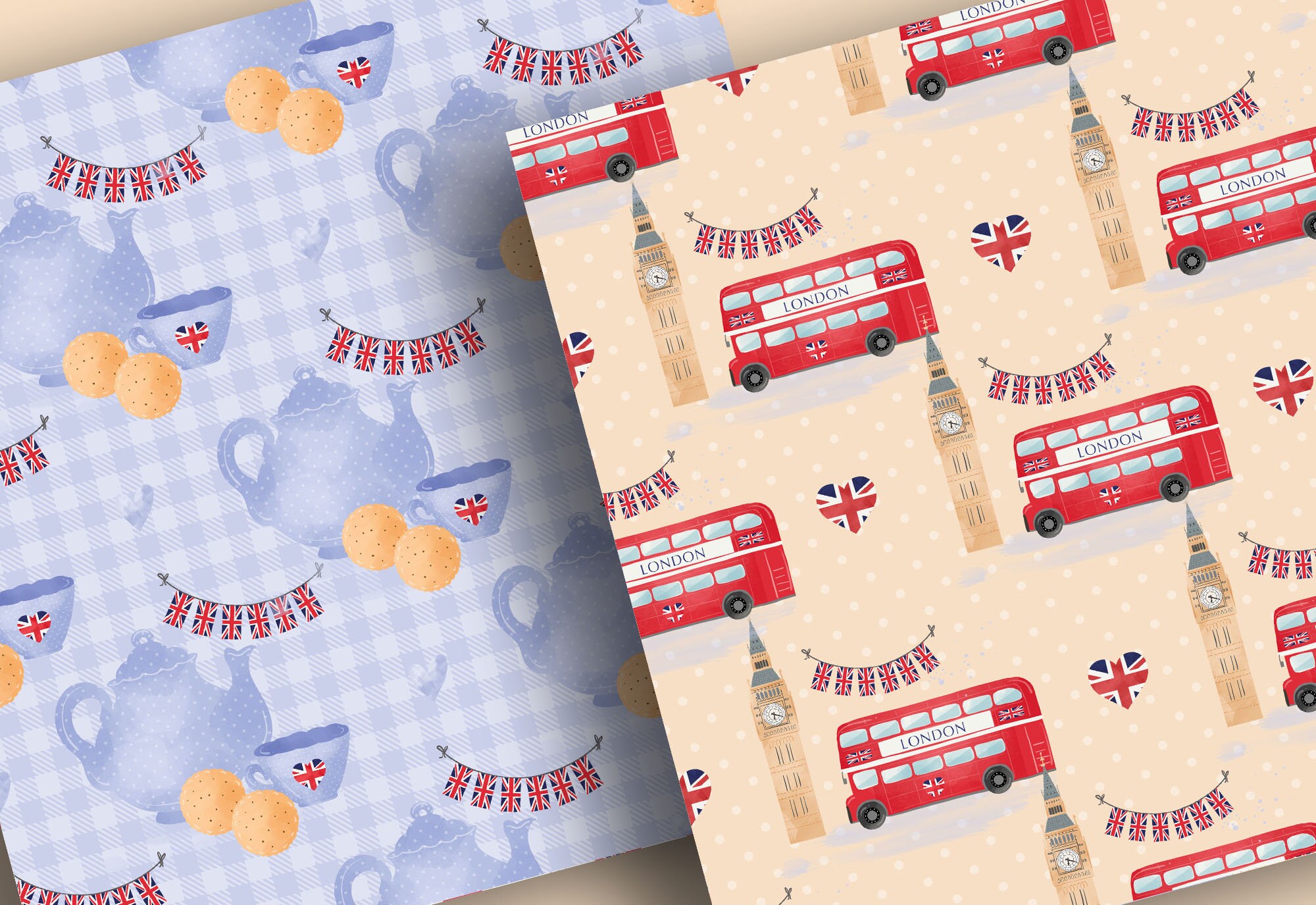 Watercolor I Love London Digital Paper Pack London Pattern - Etsy