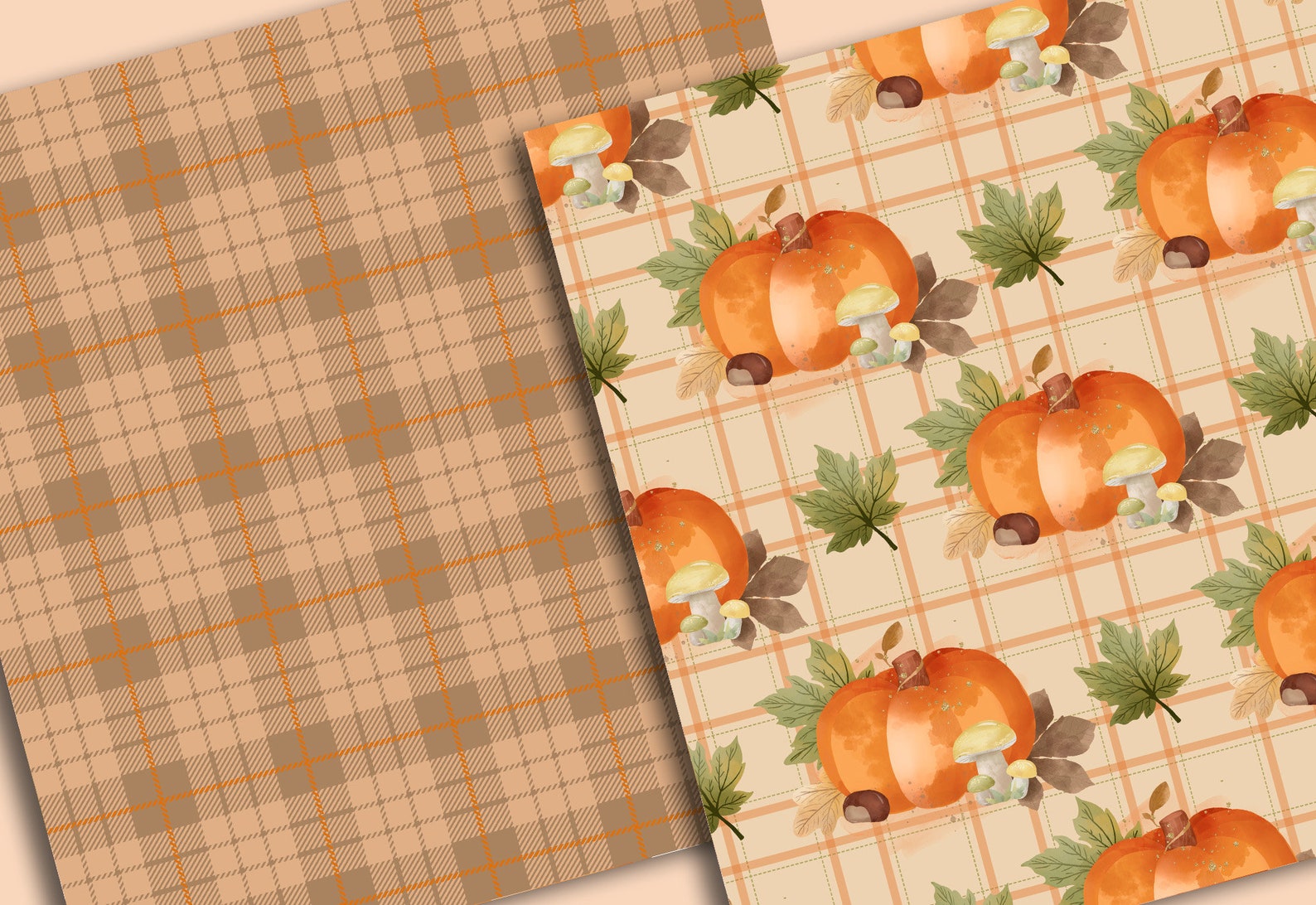 Watercolor Pumpkin Spice Digital Paper Pack Cute Pumpkin - Etsy