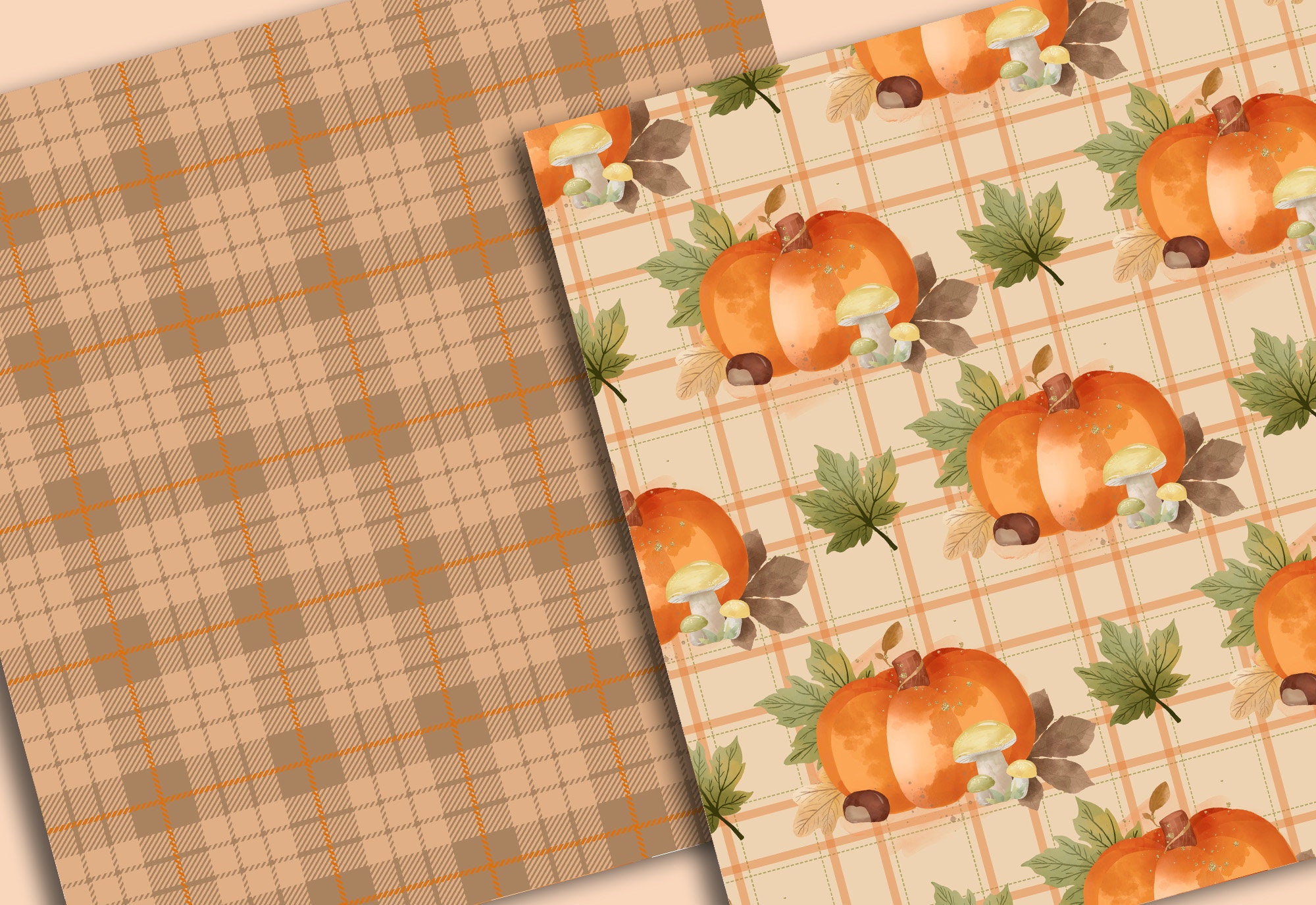 Watercolor Pumpkin Spice Digital Paper Pack, Cute Pumpkin Spice Pattern ...