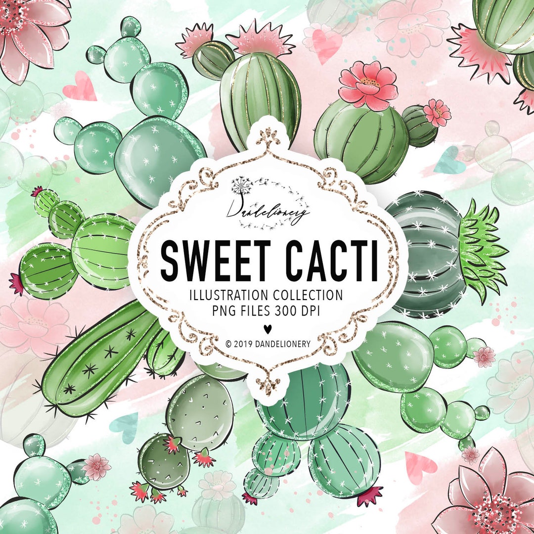 Sweet Cactus Clipart, Hand Draw Cacti, Plants Download, Cute Succulent ...