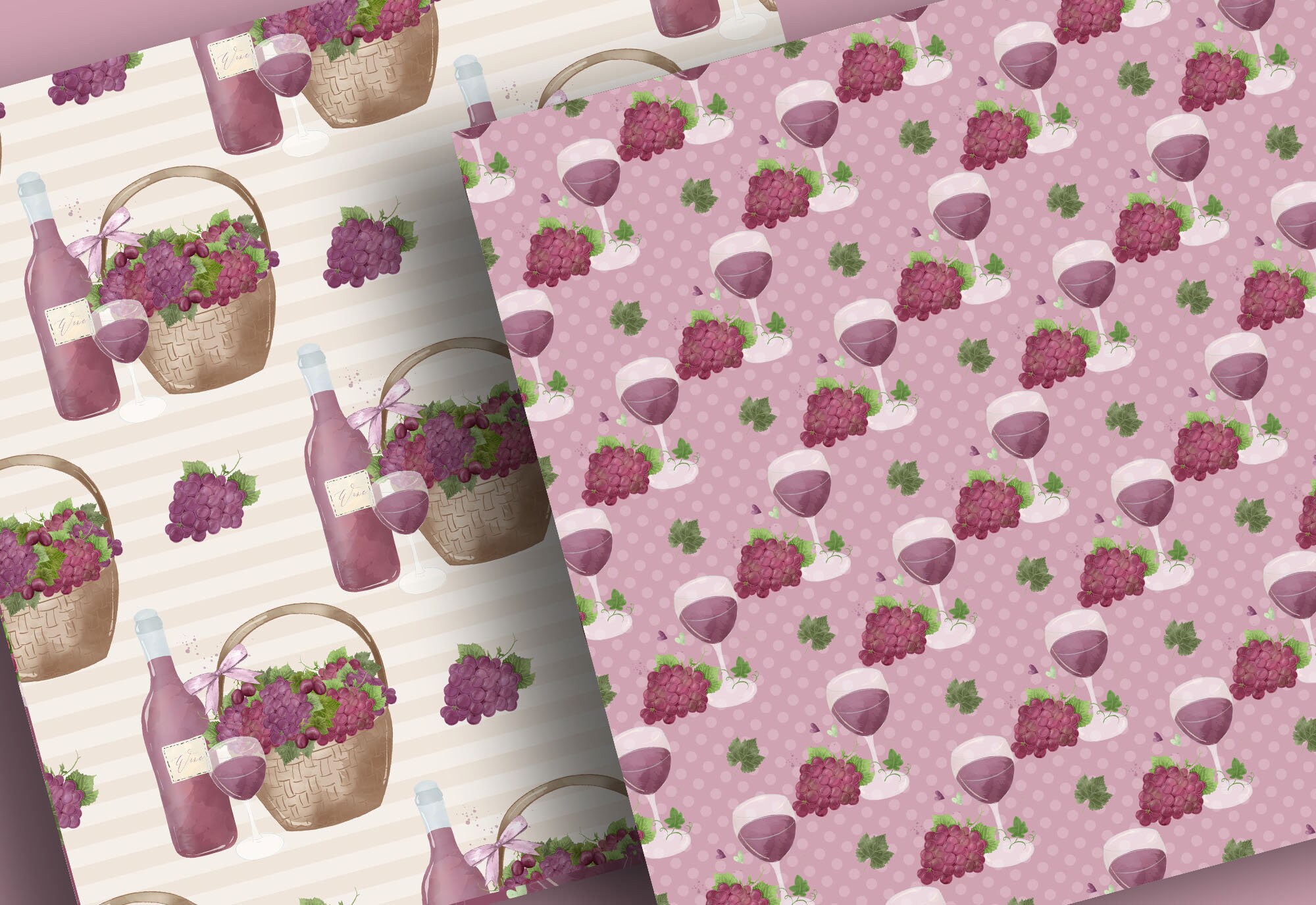 Watercolor Grape Digital Paper Pack Fruit Pattern Wine Wine - Etsy