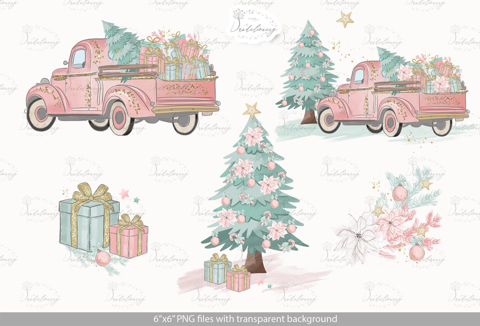 Christmas Truck Pink Design Christmas Stickers Winter - Etsy