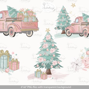 Christmas Truck Pink Design, Christmas Stickers, Winter, Christmas Clip ...