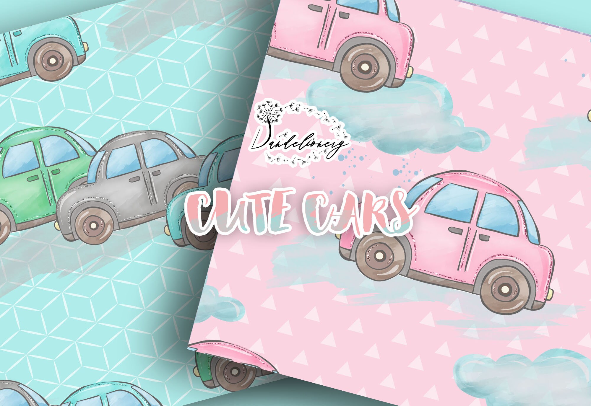 Cute Cars Digital Paper Pack Nursery Pattern Instant - Etsy
